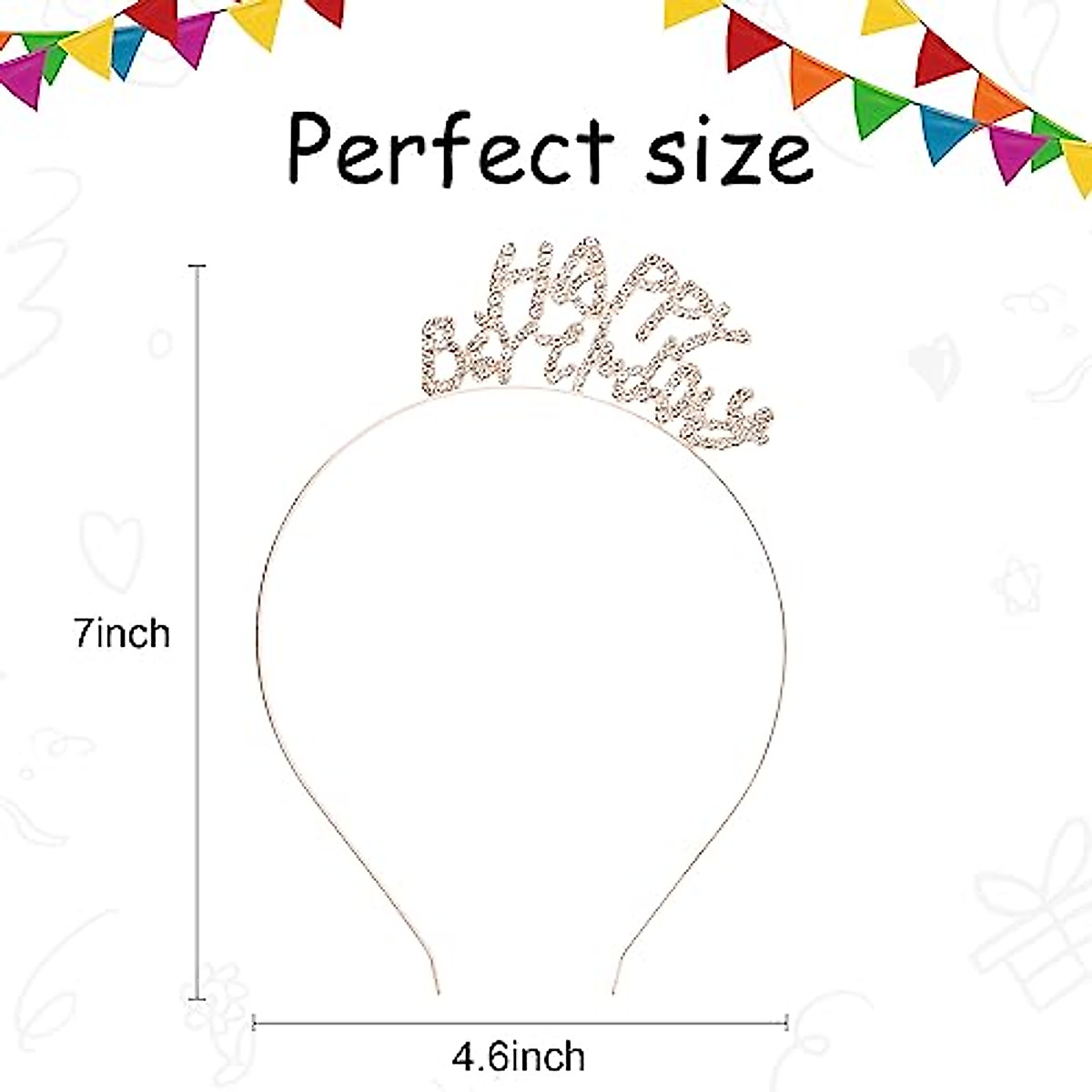 Birthday Crown Silver Rhinestone Birthday Tiara Birthday Party Decorations for Women Birthday Party Favors for Girls 16th 21st 30th 40th 50th 60th Birthday Crown Crystal Hair Accessories for Party(Rose Gold)