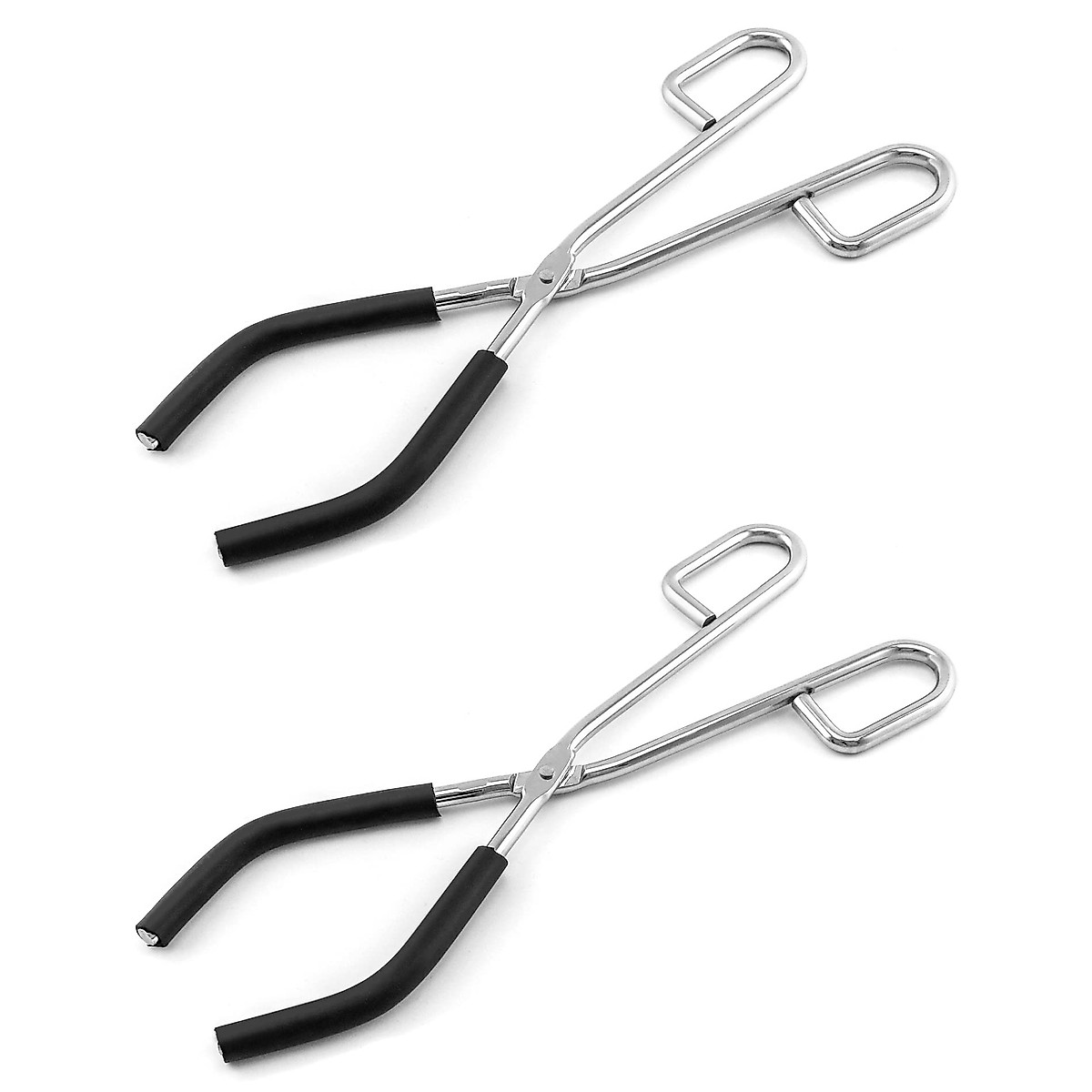 QWORK Beaker Tongs, 2 Pack, Chrome-Plated Iron, Rubber Coated Ends, for 50mL - 2000mL Capacity Beaker