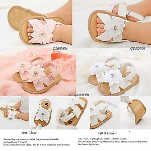 GDSDYM Infant Baby Girls Summer Sandals with Flowers Soft Sole Newborn Princess First Walker Crib Wedding Dress Shoes