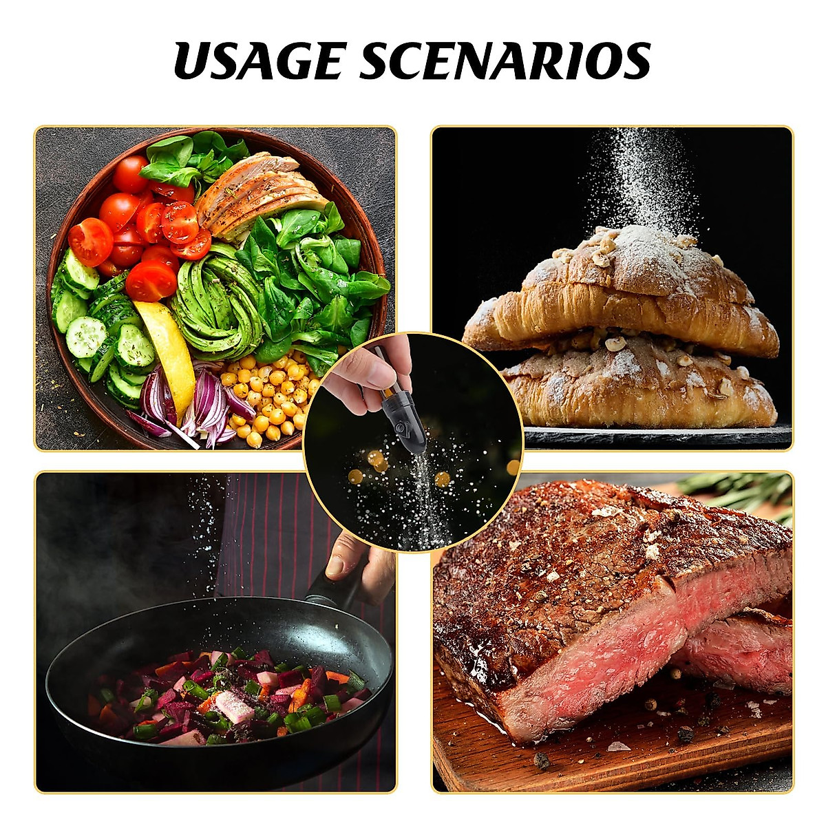 Oreutkd 4 Pack Camping Spice Containers, Portable Spice Dispenser with Knob Switch Storage Bottle, Salt and Pepper Shakers Spice Storage for Outdoor Activities Traveling Cooking (2.67" x 0.59")