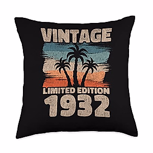 Born In 1932 Vintage Gift Birthday Retro Classic Vintage Limited Edition, Legend Since 1932 Throw Pillow, 18x18, Multicolor
