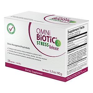 OMNi BiOTiC Stress Release - Clinically Tested Probiotic for Stress Management & Gut-Brain Axis Support - Stress Probiotic and Mood Probiotic - Vegan, Non-GMO (28 Daily Packets)