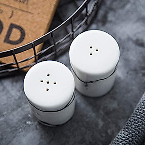 Sizikato 2pcs Marble Stripes Ceramic Salt and Pepper Shakers Marble-Style Furniture Kitchen and Table Decoration.