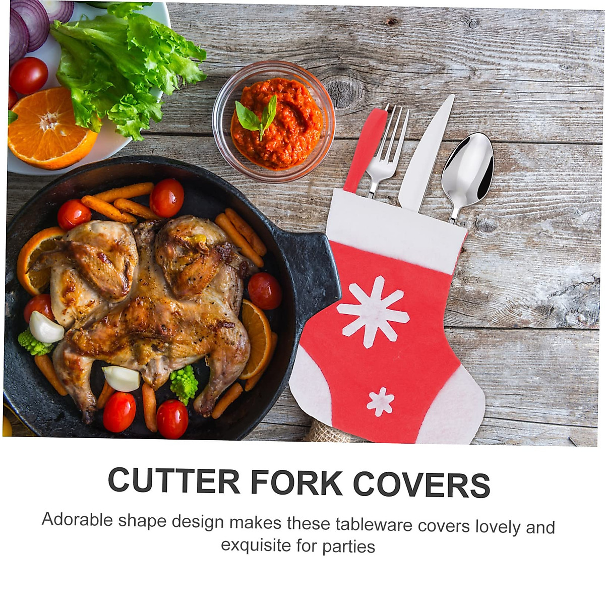 BESTOYARD 6pcs Cutlery Bag Cutlery Set Christmas Cutlery Bags Xmas Party Decoration Dinning Table Decor Red Table Decor Christmas Silverware Fork Spoon Holder Cutters Forks Covers Mini