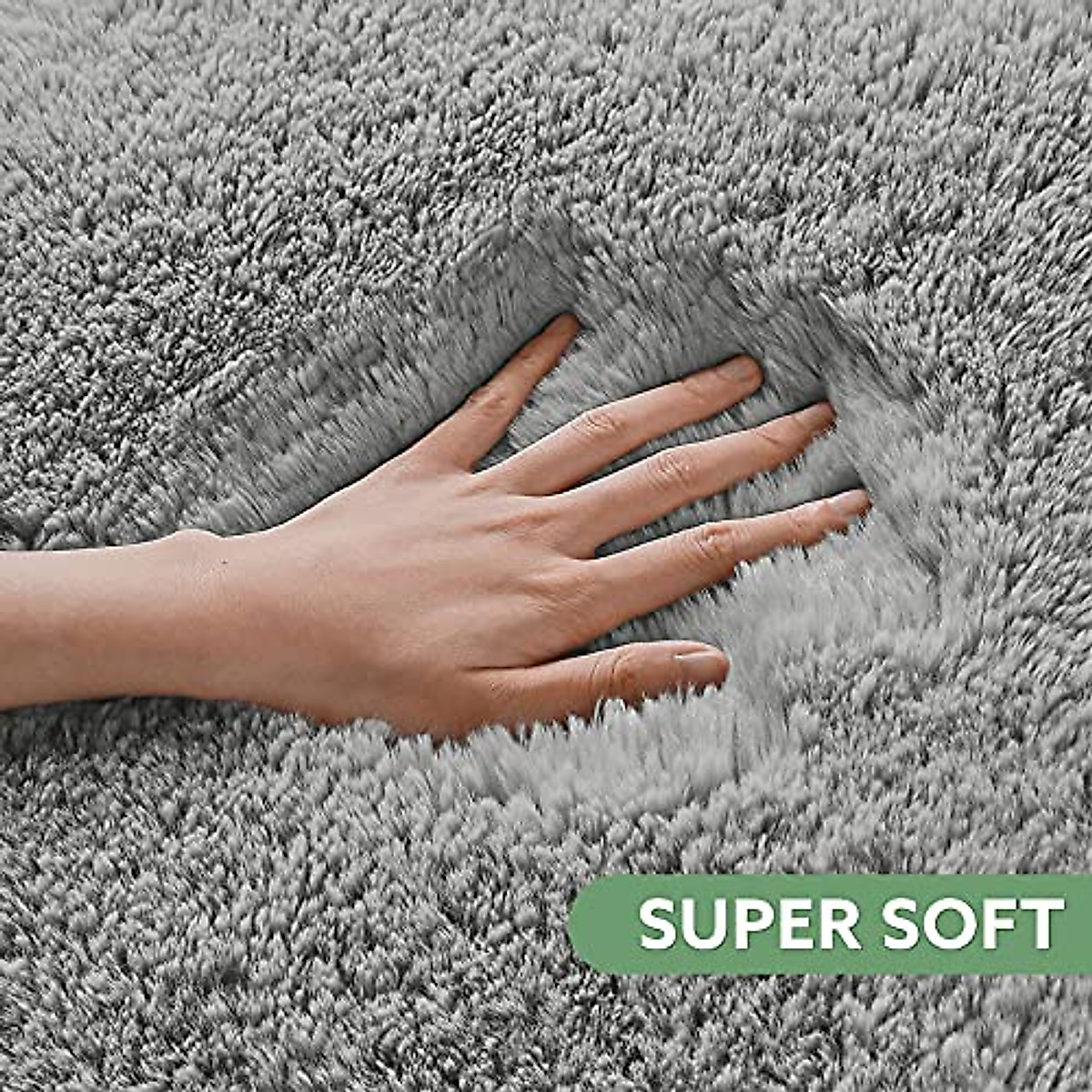 Chloelov Soft Thick Fluffy Faux Fur Area Rug for Living Room 5' x 8', Luxury Plush Shaggy Fuzzy Bedside Rugs for Bedroom Dorm Nursery, No-Slip Large Furry Cozy Accent Carpet Mats for Sofa Floor, Grey