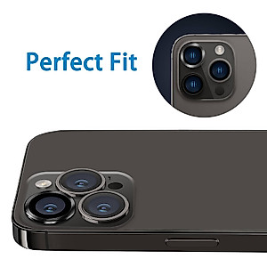 Hsefo Compatible with iPhone 13 Pro for 13 Pro Max Camera Lens Protector, Anti-Scratch Lens Cover 9H Tempered Glass Metal Camera Screen Protector Shockproof Camera Cover Ring -3 Pcs Graphite
