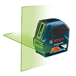 BOSCH GLL75-40G 75ft Green-Beam Self-Leveling Cross-Line Laser with VisiMax Technology, L-Bracket Adjustable Mounting Device and Carrying Pouch , Red
