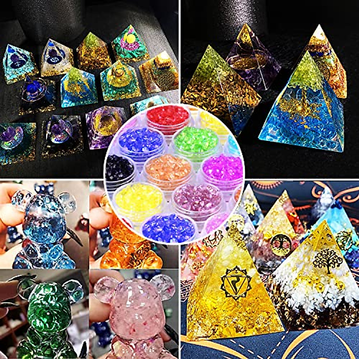 12 Box Transparent Crushed Glass Craft Glitter for Resin Art,Small Broken Glass Pieces Irregular Metallic Crystal Chips Chunky Flakes Sequins for Nail Arts DIY Vase Filler Epoxy Jewelry Making