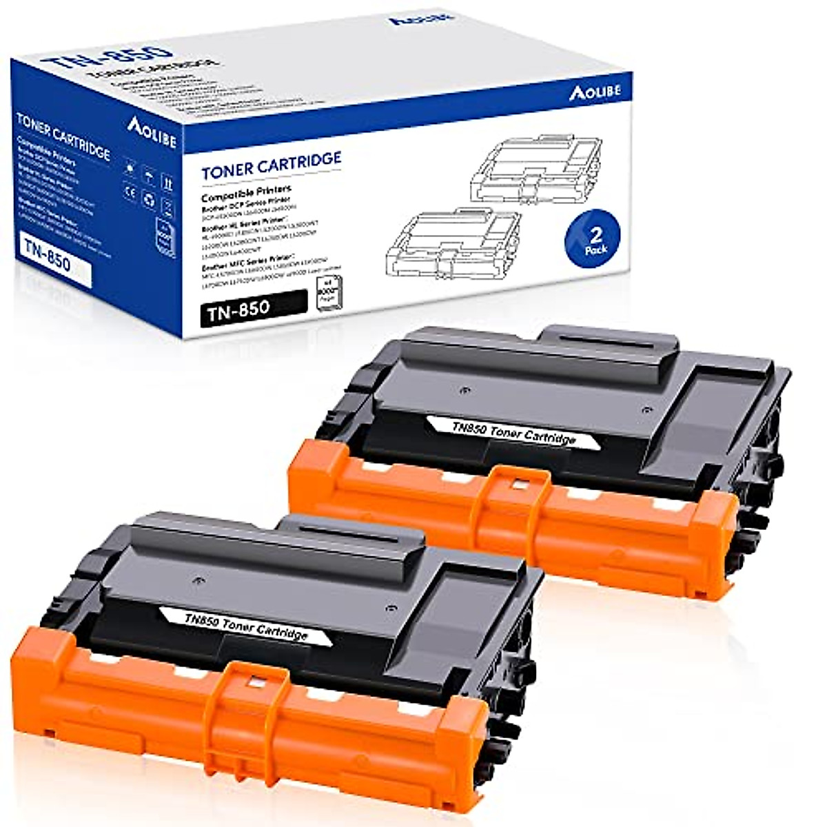 TN850 Toner Cartridge High Yield Compatible for Brother TN-880 TN-850 TN-820 Work with Brother HL-L6200DWT L6200DW MFC-L5900DW HL-L5200DWT L5200DW L5100DN MFC-L5800DW L5700DW L6700DW L6800DW (2 Pack)