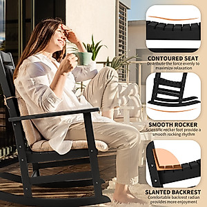 FUNBERRY Outdoor Rocking Chairs Set of 2, HDPE All Weather Poly Lumber Rocker, High Back Patio Rockers Easy Assembly