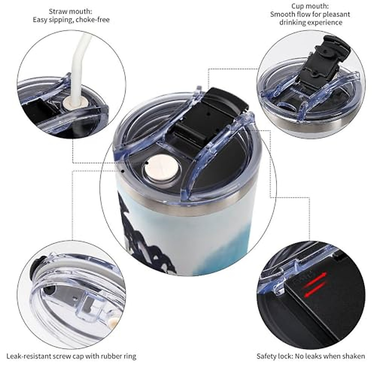 Niapessel Leak Proof Tumbler, Insulated Water Bottles with Straw, Penguin Group Into Ocean Insulated Cup with Handle 40 Oz Stainless Steel Flask for School, Travel, Car, Sports, Work