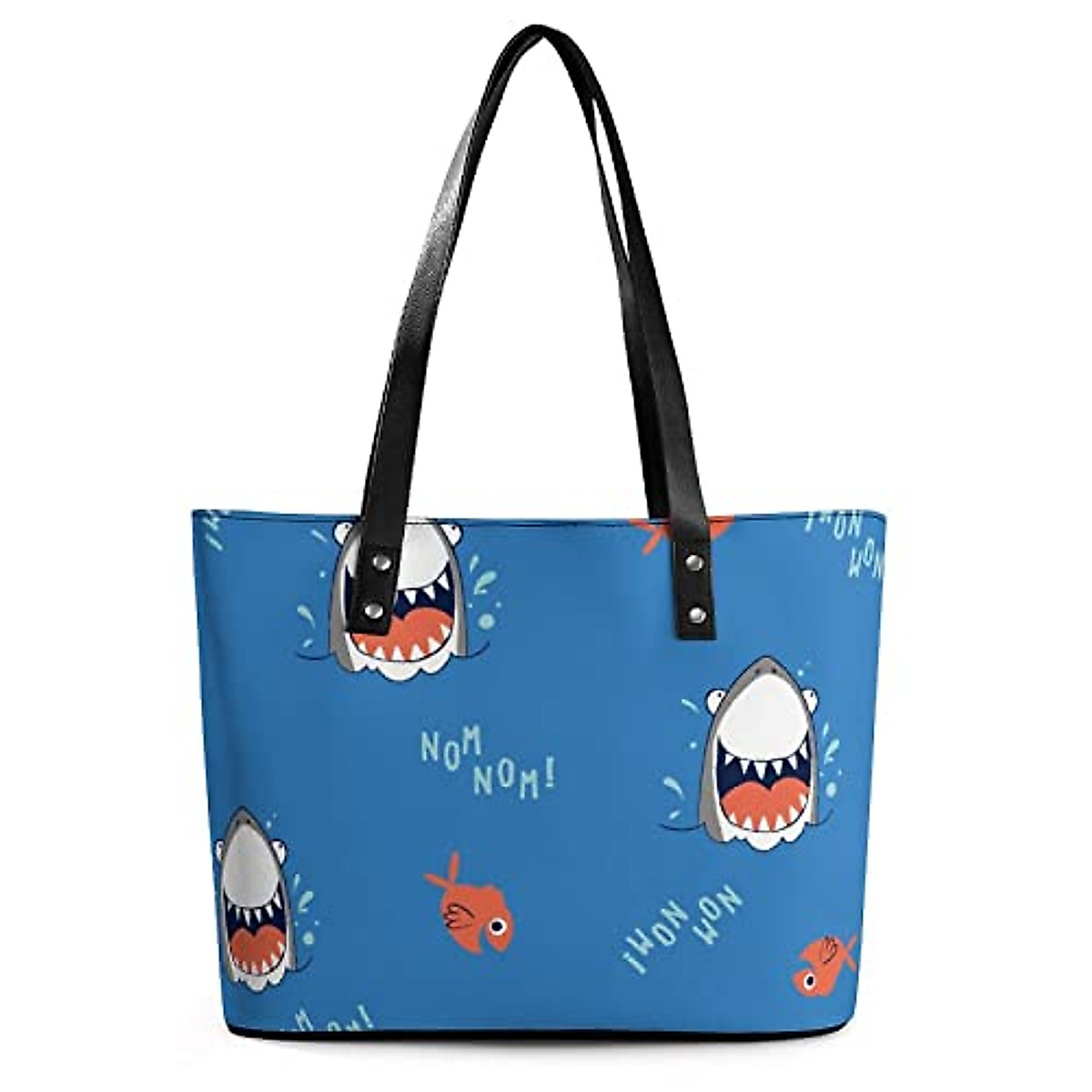 Womens Handbag Shark Fish Leather Tote Bag Top Handle Satchel Bags For Lady