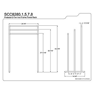 Kingston Brass SCC8285 Pedestal 3-Tier Steel Construction Towel-Rack, Oil Rubbed Bronze
