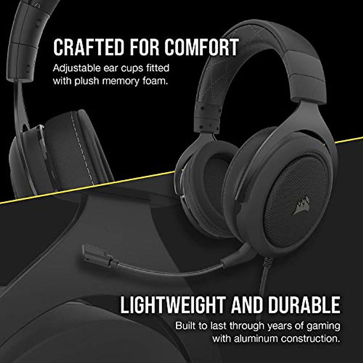 Corsair HS60 PRO - 7.1 Virtual Surround Sound Gaming Headset with USB DAC - Works with PC, Xbox Series X, Xbox Series S, Xbox One, PS5, PS4, and Nintendo Switch - Carbon (CA-9011213-NA)