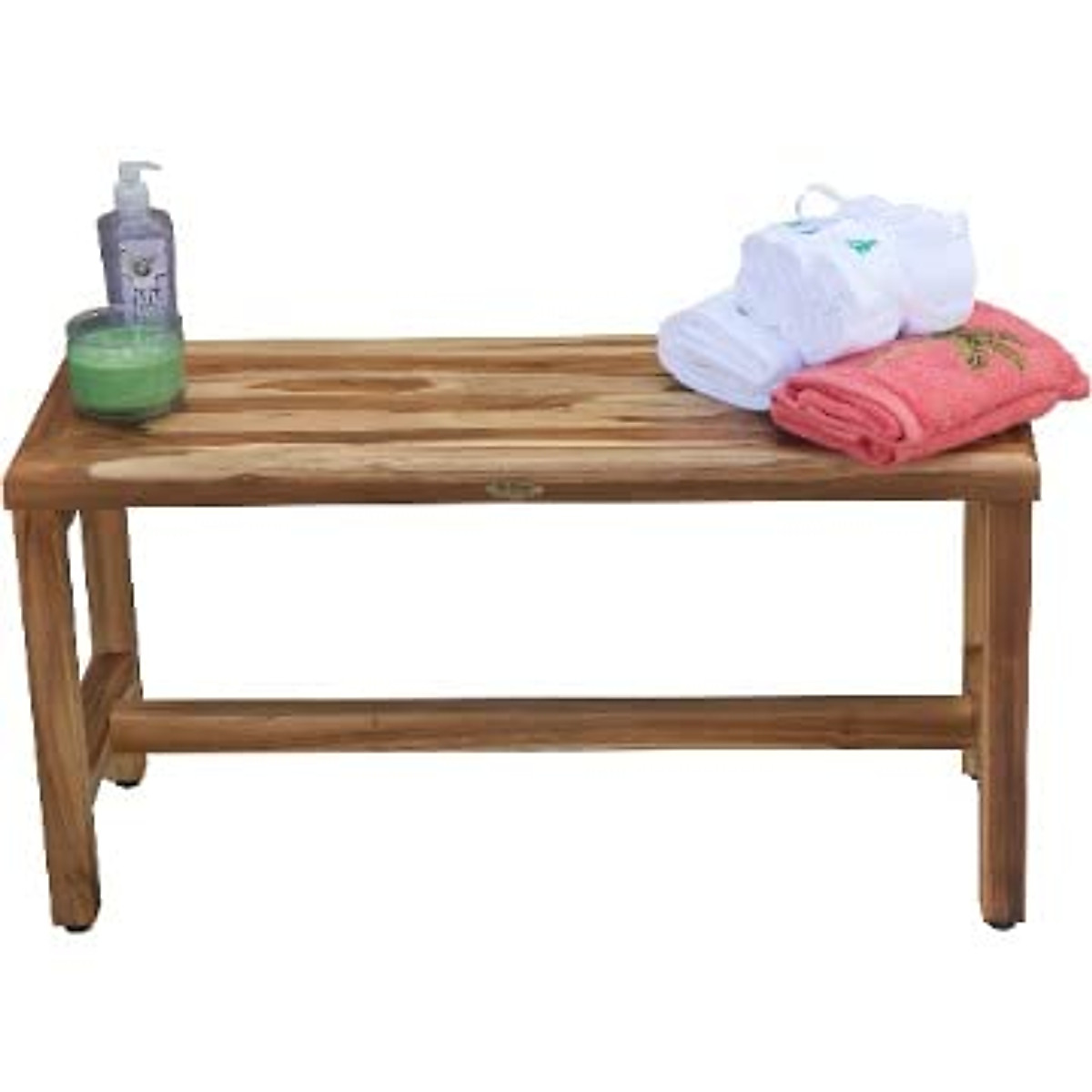 EcoDecors Eleganto Teak Shower Bench Wooden Seat Garden Bench 48″ Natural Teak Wood Patio Bench Wood Shower Bench in Earthy Teak Finish for Indoor and Outdoor Use