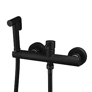 Black Bidet Sprayer Faucet Set with Cold and Hot Water Brass Handheld Toilet Bidet Attachment Pressure Sprayer Wall Mount/Style B (Style B) (Style B)