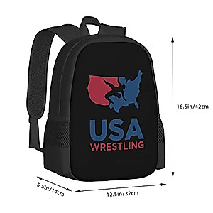 Usa Wrestling Big Capacity Travel Hiking Backpack For Girls Boys, Travel Laptop Backpack