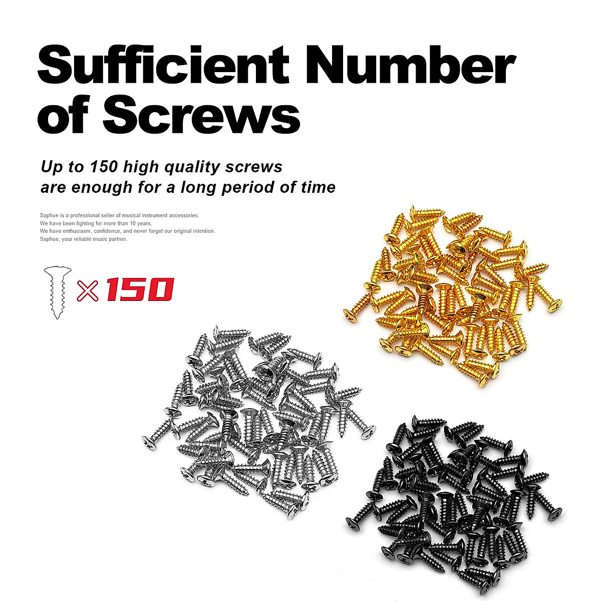 MAXCHEER 150Pack Guitar & Bass Pickguard Screws for Strat & Tele (Mixed Color 150 Pack)