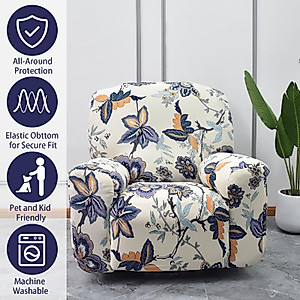 Iauddy Recliner Slipcover-Stretch Soft Slip Reclining Chair Slipcovers 4-Pieces Furniture Protector for Recliner with Pocket Fitted Sofa Couch Cover Lazy Boy Chair Cover