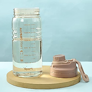 NUZYZ 1.5L water bottle high temperature resistant PC material gym water bottle large capacity waterbottle with handle reusable water bottle Coffee 1.5L