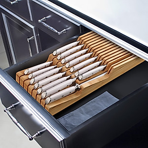 Cangshan ALPS Series 502827 German Steel Forged 15-Piece In-Drawer Knife Set with Bamboo Tray, (White)