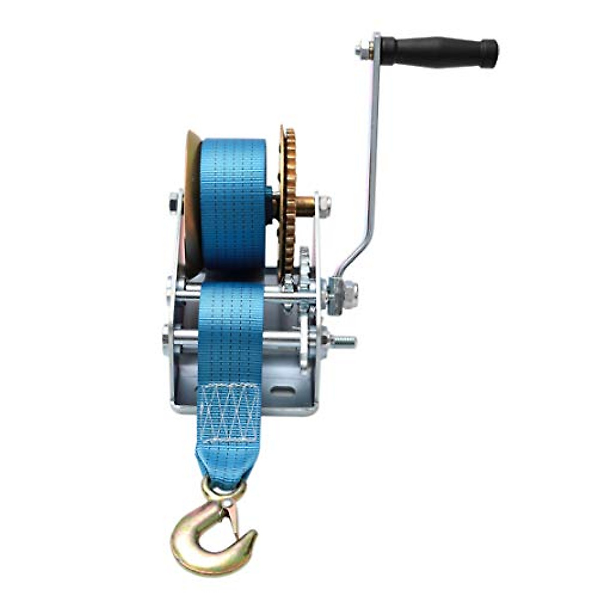 G Ganen 3200lbs Polyester Strap 2 Gear Hand Winch Hand Crank Gear Winch ATV Boat Trailer