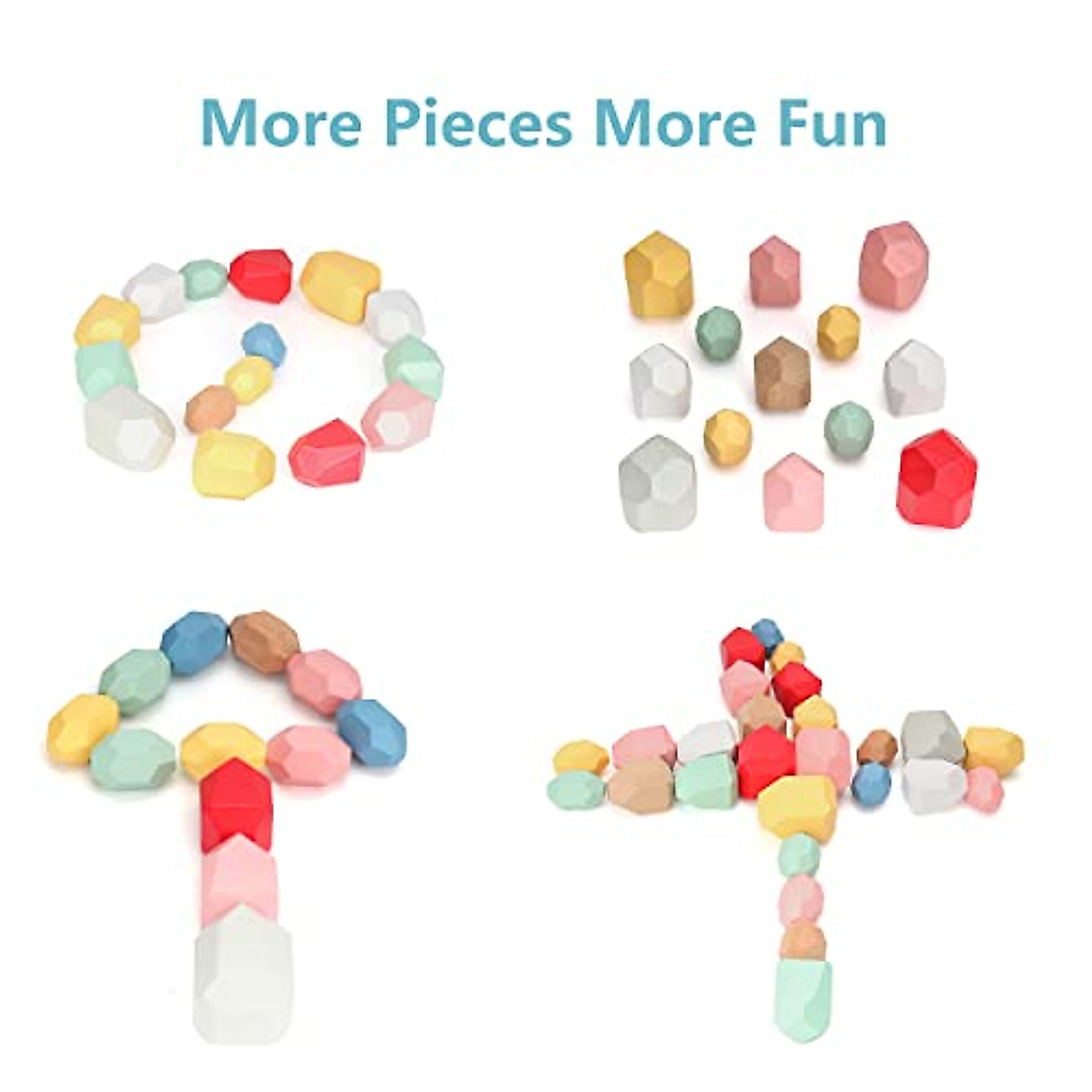 Cewkoo Wooden Stacking Blocks, 26 PCS Balancing Wood Building Blocks Set, Sorting and Stacking Games for Preschool Learning Educational Puzzle, Montessori Toys for Kids Toddlers 1Year Old+