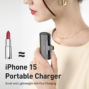 iWALK iPhone 15 Portable Charger 4500mAh 20W USB C Small Power Bank Fast Charging Battery Pack Compatible with iPhone 15,15 Plus,15 Pro,15 Pro Max,iPad, AirPods,Black