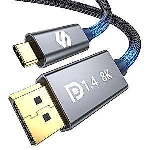 Silkland USB C to Displayport 1.4 Cable [8K 60Hz, 4K 240Hz] Thunderbolt 4/3 to DisplayPort 6.6FT, Braided Type C to DP 32Gbps, HDCP 2.2 G-Sync, Compatible for iPhone 15, MacBook Pro/Air, Odyssey G8/G9