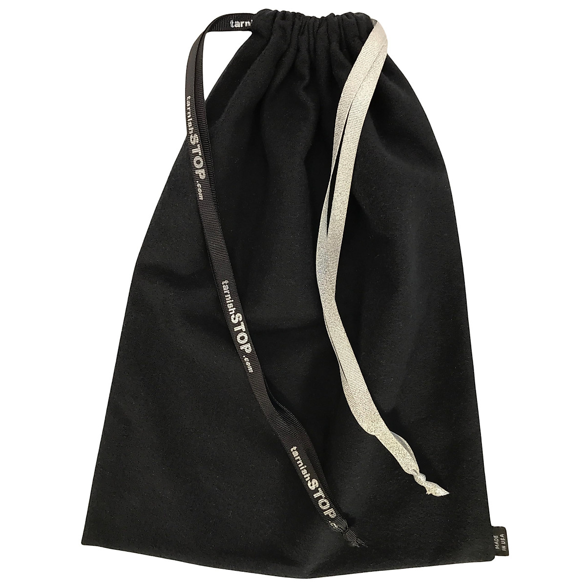TarnishSTOP, USA Made, 13"x10”, Luxury Anti-Tarnish Cloth Bag for Silver Storage, Silverplate, Sterling, Flatware, Jewelry - Keep Polished Silver Gleaming - Highest Quality & Rich Tuxedo BLACK Design