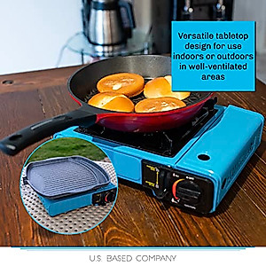 Lot45 Portable Camping Stove Propane or Butane 8000 BTU - 1 Single Burner Camping Stove with Carrying Case - Gas Cooking Tabletop Propane and Butane Dual Fuel Portable Stove for Indoor or Outdoor Use