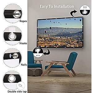 ASHATA 60 Inch 16:9 HD 4K Portable Foldable Projection Screen, Durable Non-Crease Projector Movies Screen Support Double Sided Projection for Home Office Cinema Indoor Outdoor