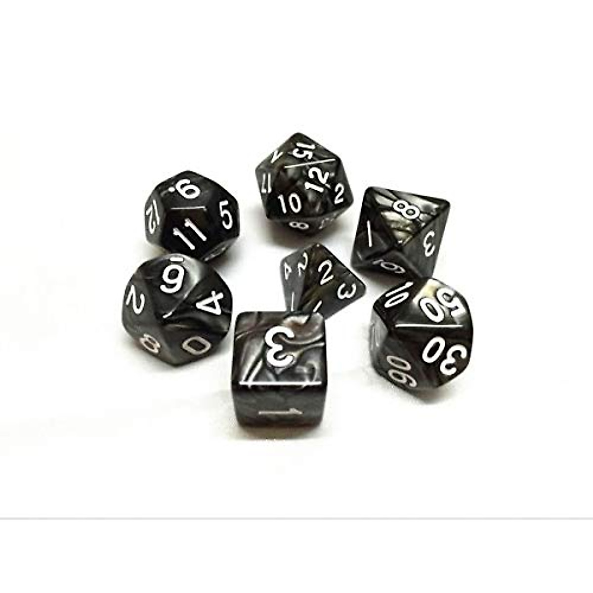 HD Polyhedral Dice Sets D&D Dice for Dungeon and Dragons RPG Role Playing Games MTG Pathfinder Table Top Games 7 Dice Set Black Pearl dice