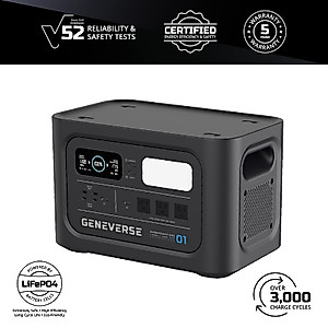 Geneverse 1210Wh LiFePO4 Portable Power Station, HomePower ONE PRO: 7 Outlets (3X 1200W AC Outlets). Quiet, Indoor-Safe Backup Battery Generator For Home Devices, 2Hr Charge, 3,000+ Recharge Cycles