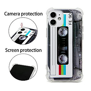 FAteamll Case for iPhone 12 Mini, Matte Finish Heavy Duty Soft Back Cover with Reinforced Corners TPU Soft Bumper Retro Cassette Tape Case Compatible with iPhone 12 Mini 5.4 Inch 2020 Released