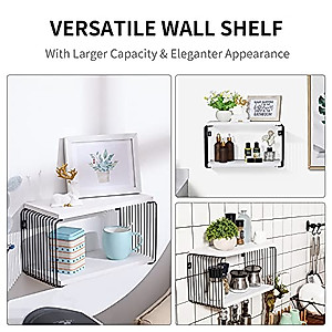 Adowes Floating Nightstand Geometric Wall Mounted Nightstand Wood Bedside Shelf 2 Tier Floating Wall Shelf Floating Table End Table in Bedroom, Living Room, Bathroom, Kitchen, Office, White