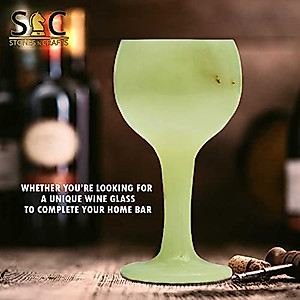 STONES N CRAFTS Marble Wine Glasses Set of 2 Handmade Unique Wine Glasses 5 Ounce - Modern Wine Glasses for Wine Home and Kitchen Décor – Beautiful Onyx Stone Cool Wine Glasses Best for Gifts