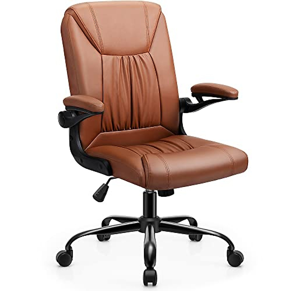 JFGJL Brown Executive Office Chairs PU Leather Computer Desk Chair Extra