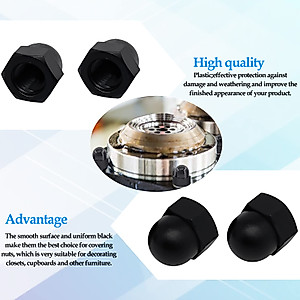 M8-1.25mm Acorn Hex Cap Nut,Dome Cap Head Nuts Nylon Hexagon Decorative Crown Cap Fasteners,Black Tone 30pcs
