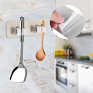 GLOGLOW Wall Mount Self Adhesive Mop & Broom Holder Organizer Tools Storage Rack (White),Wall Stickers