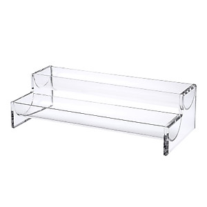 KVMORZE 8.7" Clear Cracker Serving Tray, Transparent Macaron Display Tray, Rectangular Cracker Holder for Serving Trays, Food Display Cracker Serving Tray Stand for Home (U Shape 2-Tier Acrylic)