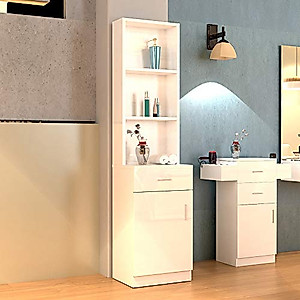 70.08inch Tall 3-Tier Bookcase with Drawers - White Narrow Bookcase with Cabinet , Open Storage Display Cabinet, 3-Cube Bookshelf for Living Room, Bedroom, Office 178 x 34 x 33 cm(L x W x H)