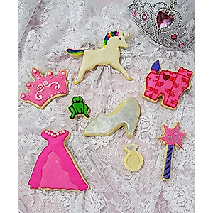 R&M International 1819 Little Princess Cookie Cutters, Crown, Unicorn, Wand, Slipper, Gown, Ring, Frog, 8-Piece Set