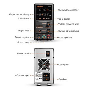 DC Power Supply Variable, ENGINDOT 30V 5A Adjustable DC Bench Power Supply with 4 Digit LED Display, Data Hold, Coarse and Fine Adjustment (10mV, 1mA) with 110V/45.3" Alligator Lead