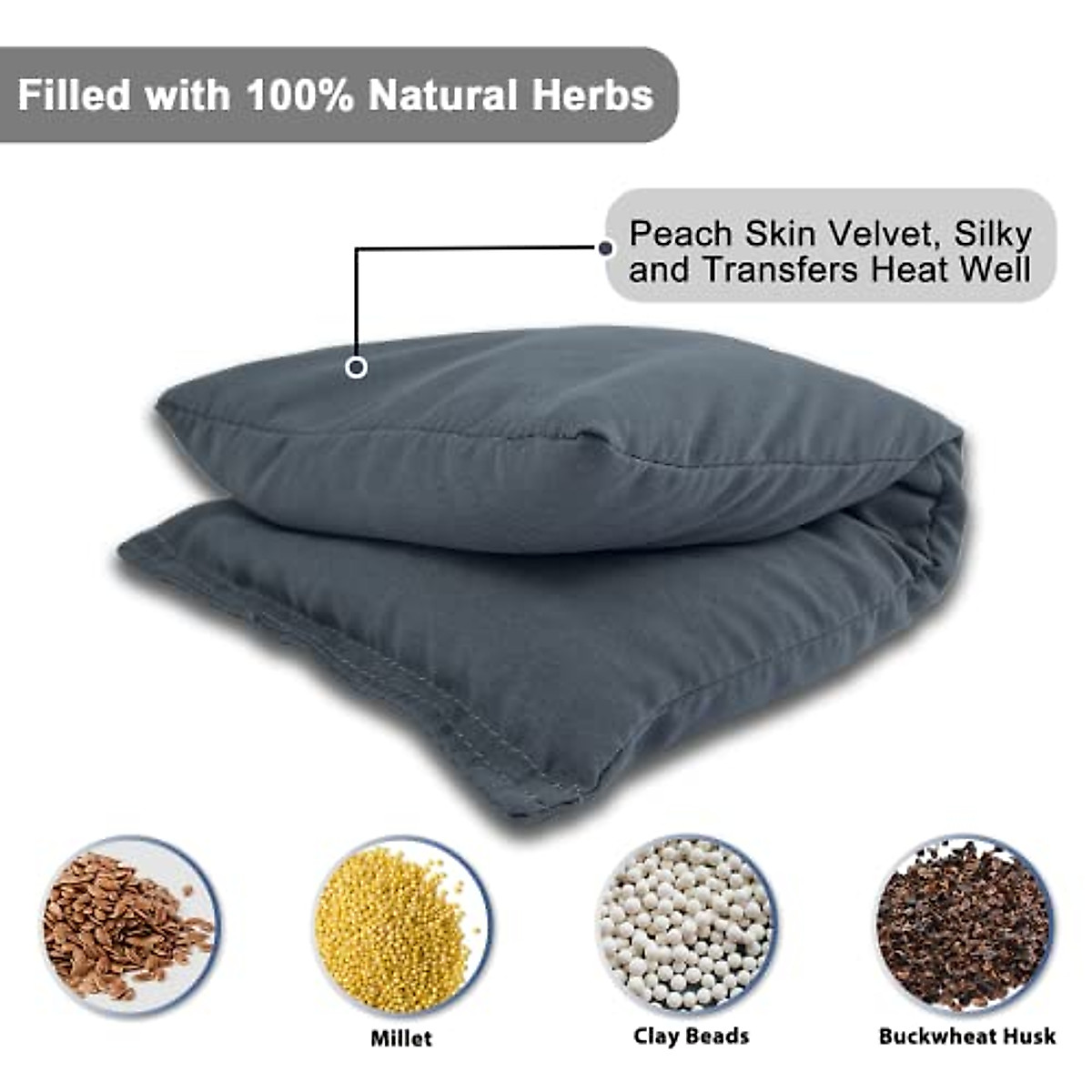 Microwave Heating Pad, 6.5 x 12“ Microwavable Heating Pads for Neck and Shoulders, Moist Heat Pack Pillow Warm Compress for Knee, Muscles, Joints, Wrist, Abdomen (Dark Gray)