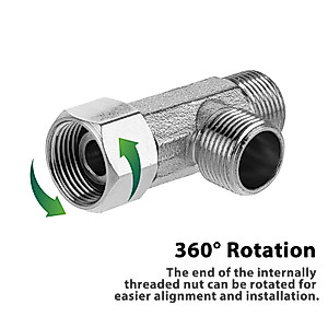 2pcs Hose Fitting Tee Valve T Shape Adapter 3/8 x 1/2 Adapter T Connector Valve Splitting Water Supply T Pipe Fitting 3 Way Valve 3/8 Tee Compression for Bath Bidet Sprayer Toilet Shower Head