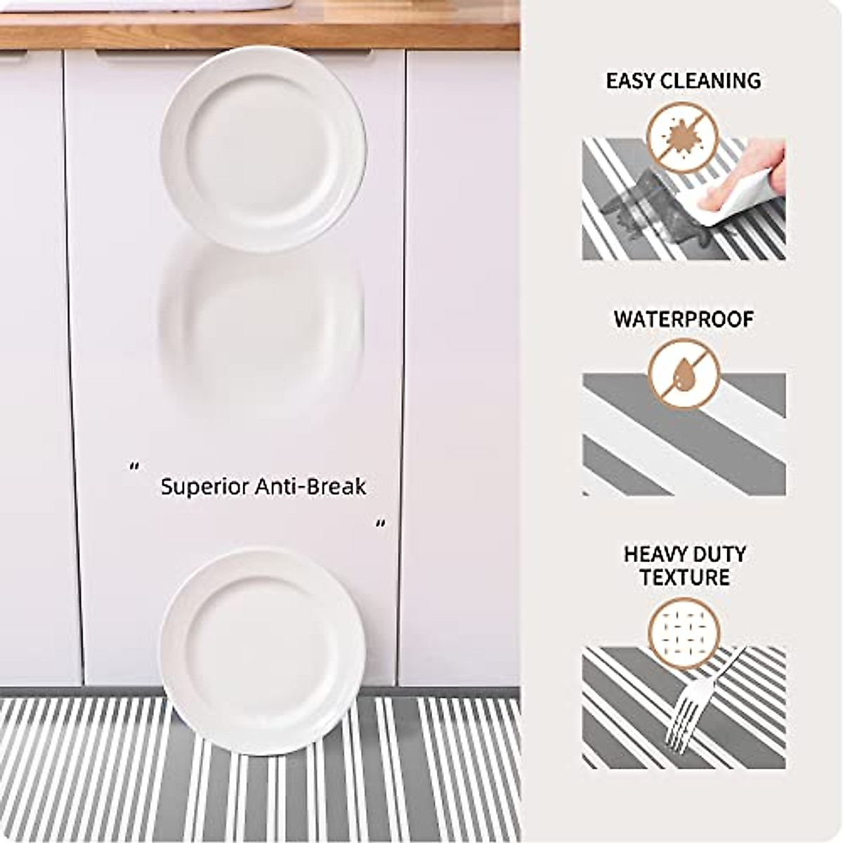 KOKHUB Kitchen Mat and Kitchen Rugs 2 PCS, Cushioned 1/2 Inch Thick Anti Fatigue Waterproof Mat, Comfort Standing Desk Mat, Kitchen Floor Mat with Non-Skid & Washable for Home, Office, Sink - Grey