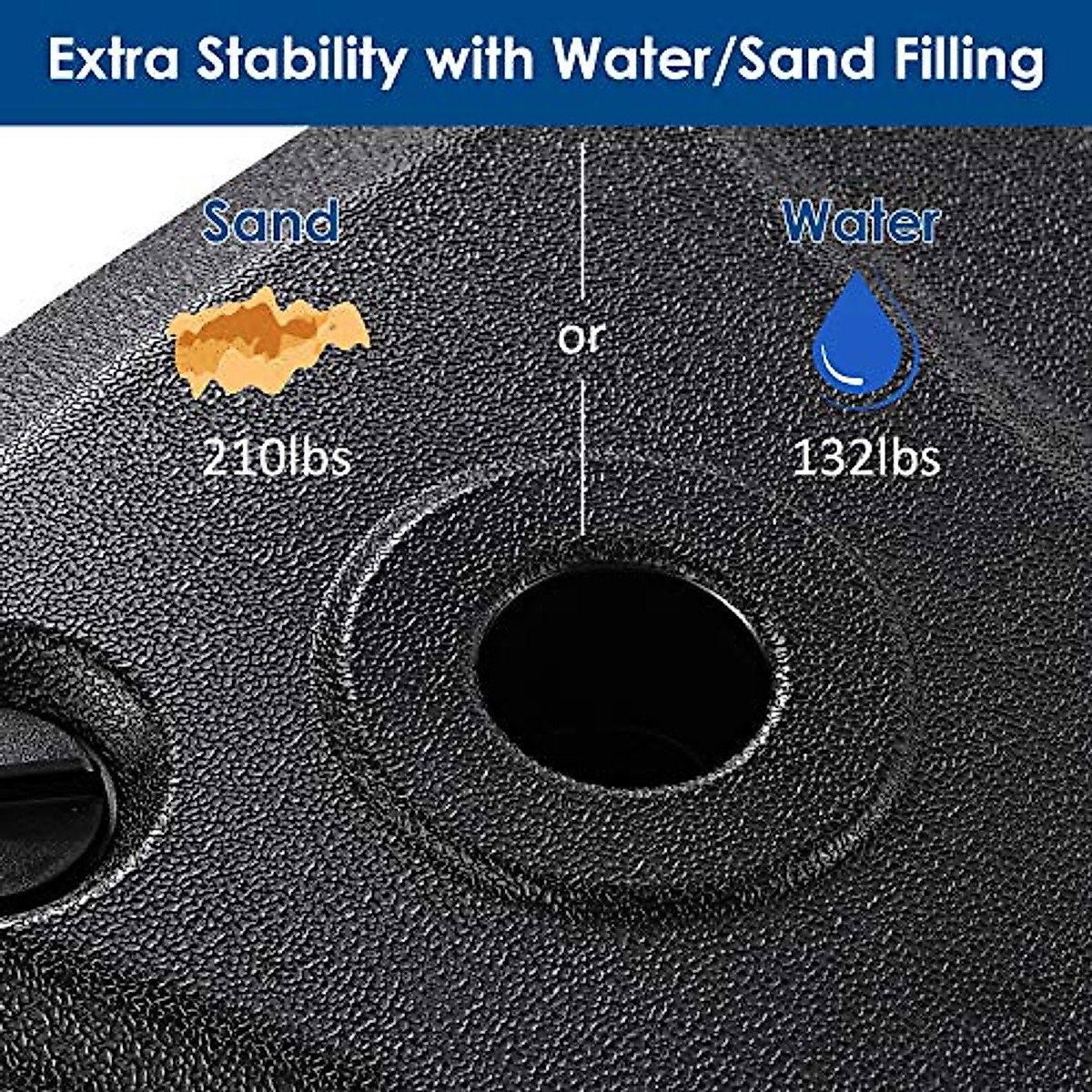 Tangkula Wheeled Weight Base, for Universal Patio Cantilever Offset Umbrella, 210 lbs Sand and 132 lbs Water Refillable Design, Mobile Umbrella Stand with Grooves and Pre-Install Cross Base (Black)