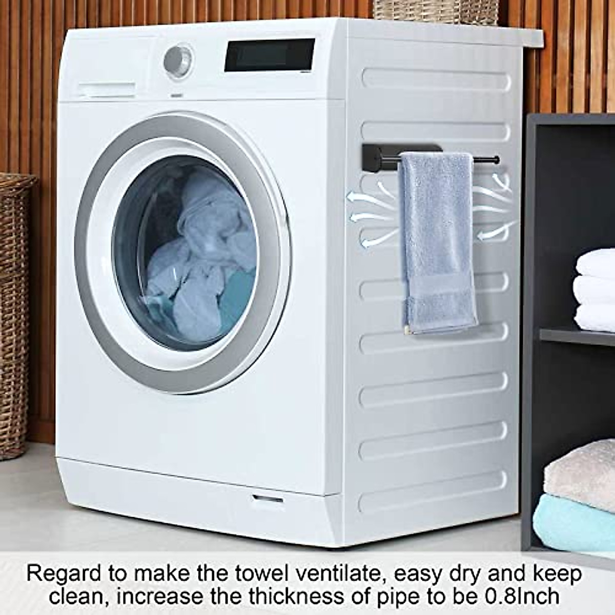 Kitchen Magnetic Stainless Steel Paper Towel Holder for Refrigerator, Grill, Toolbox (Magnetic-30cm-Black-B)