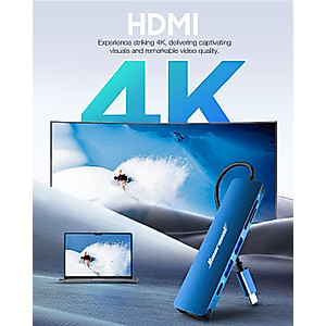 Hiearcool USB C Hub, MacBook Pro Adapter USB C Dongle, 7 in 1 USB C to HDMI Multi-port Adapter Compatible for USB C Laptops Nintendo and Other Type C Devices (Midnight Blue+Rose Gold)